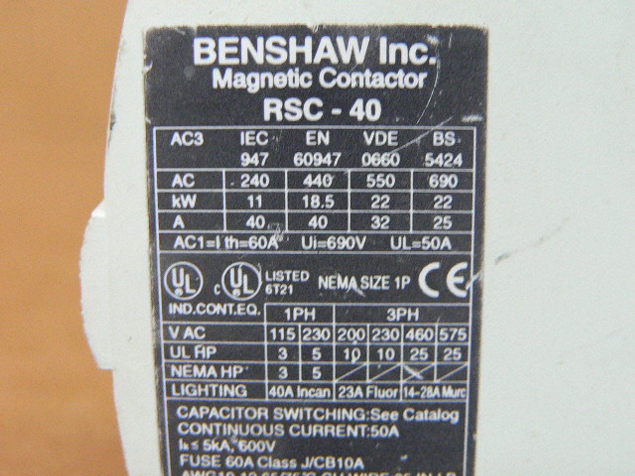 Benshaw Rsc-40 Auxiliary Contact Relay - Fen Industrial